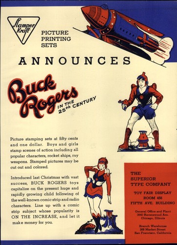 1935 PAPER AD COLOR Buck Rogers Stamper Kraft Picture Printing Set ...