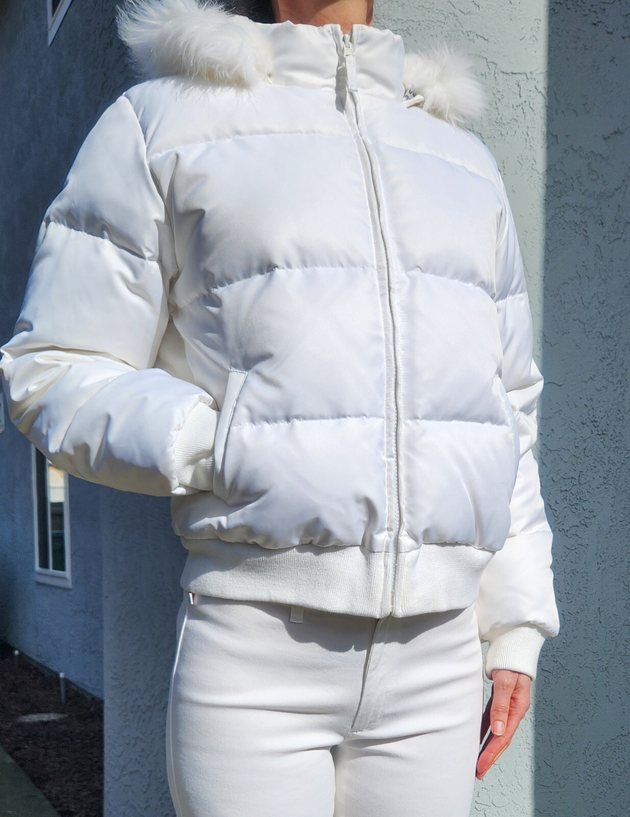 Lady Foot Locker Puffer Jacket White Down Feathers Hooded Women Coat ...