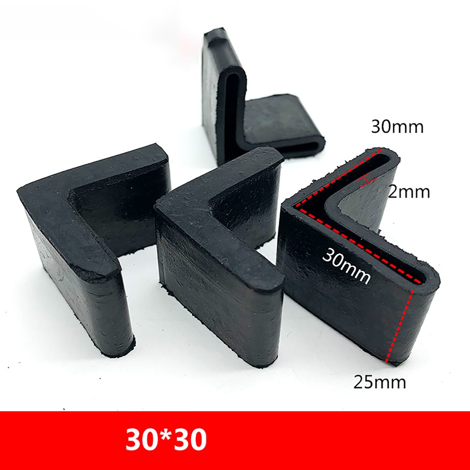 Black Rubber Corner Feet Pipe Tubing End Cover Caps L-Shaped Foot Cover ...