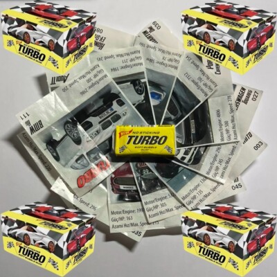 TURBO Chewing Gums CARS PICTURES Full Sealed Box 100 Pcs Collectable ...