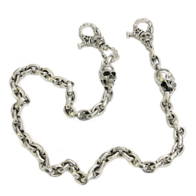 925 Sterling Silver Skull Wallet Chain Punk KeyChain DIY Accessories ...
