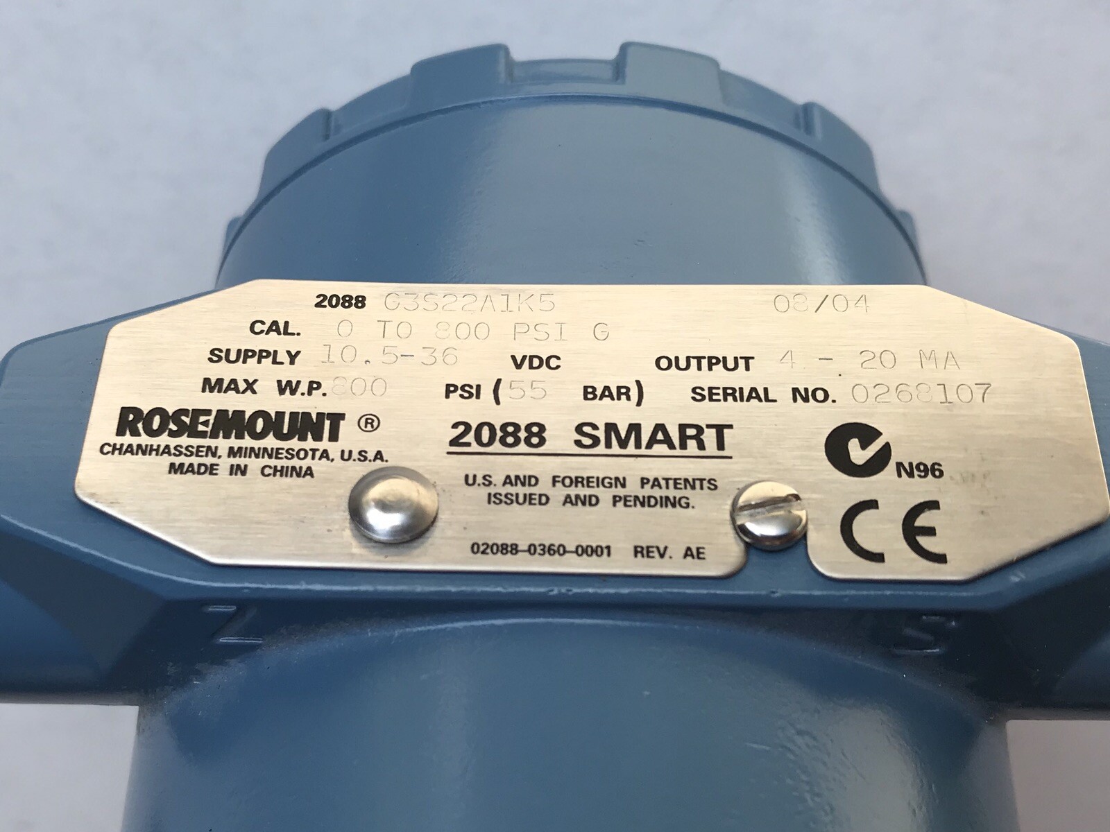 Rosemount+Emerson+2088+G4s22a1k6b404+Smart+Pressure+Transmitter for ...
