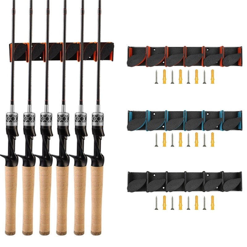 Wall Mounted with Foam, Horizontal 6 Rods Storage Fishing Rod Stand ...
