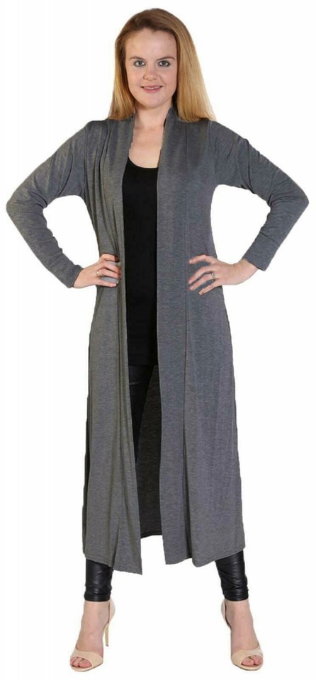 New Womens Ladies Long Sleeve Maxi Boyfriend Cardigan Open Floaty 8-26 ...