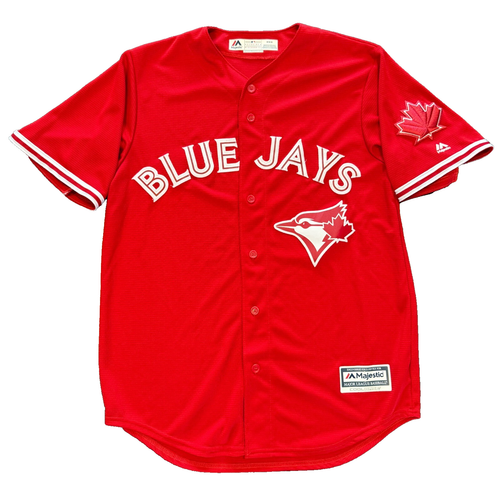 Majestic Toronto Blue Jays Red Canada Day Baseball MLB Jersey Men's sz ...