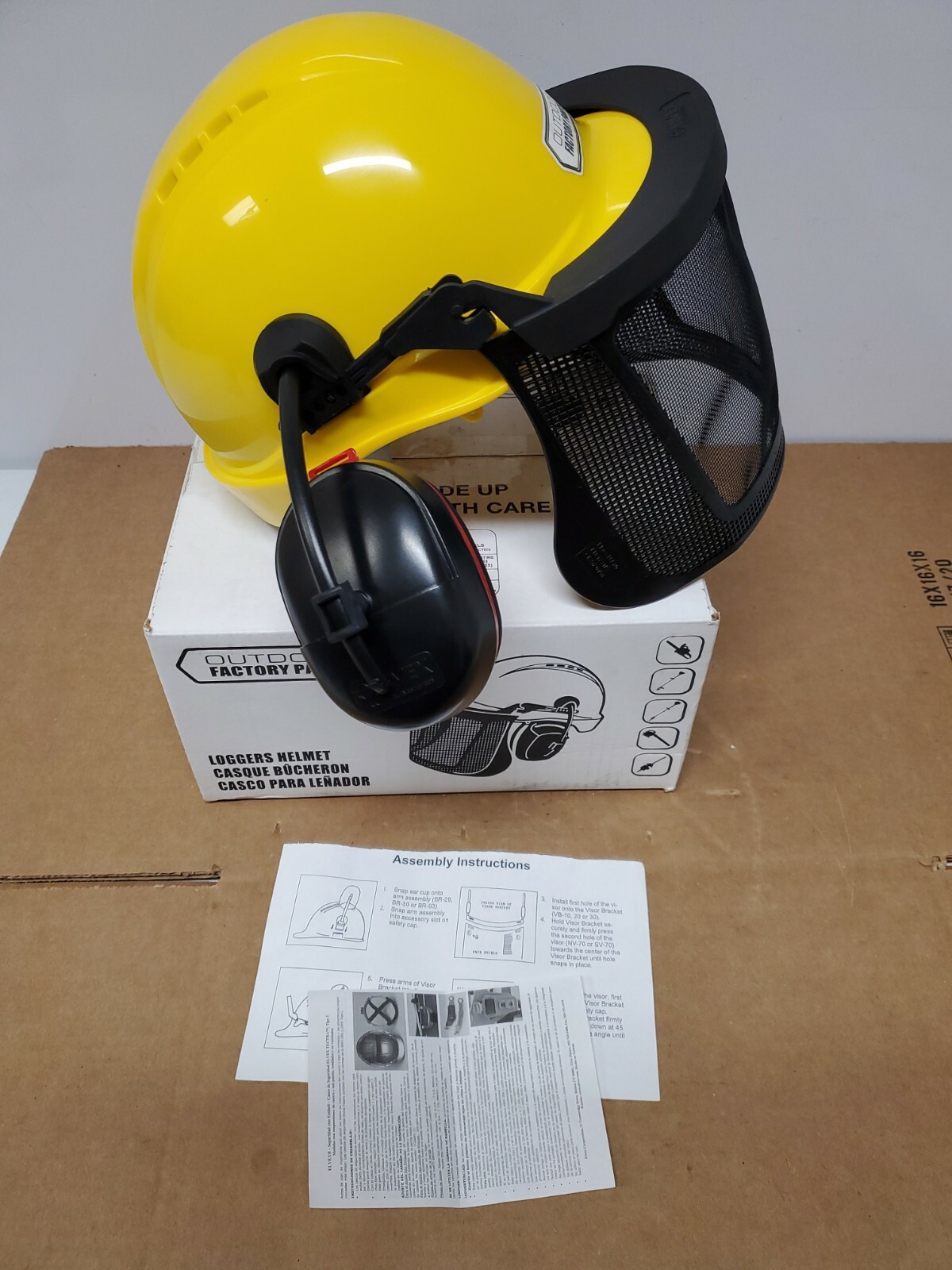 Yellow Protective Loggers Helmet W/ Hearing Protection Outdoor ...