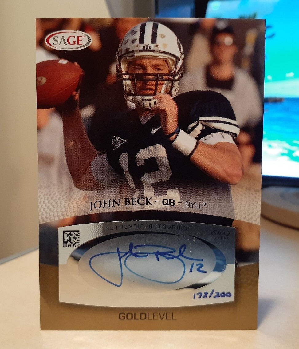 2007 JOHN BECK SAGE *GOLD* 172/200 AUTHENTIC ROOKIE AUTO AUTOGRAPH BYU ...