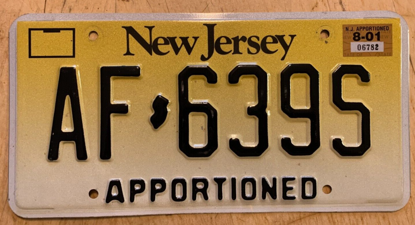 2001 NEW JERSEY APPORTIONED SEMI IRP TRAILER LICENSE PLATE " AF 639 S ...