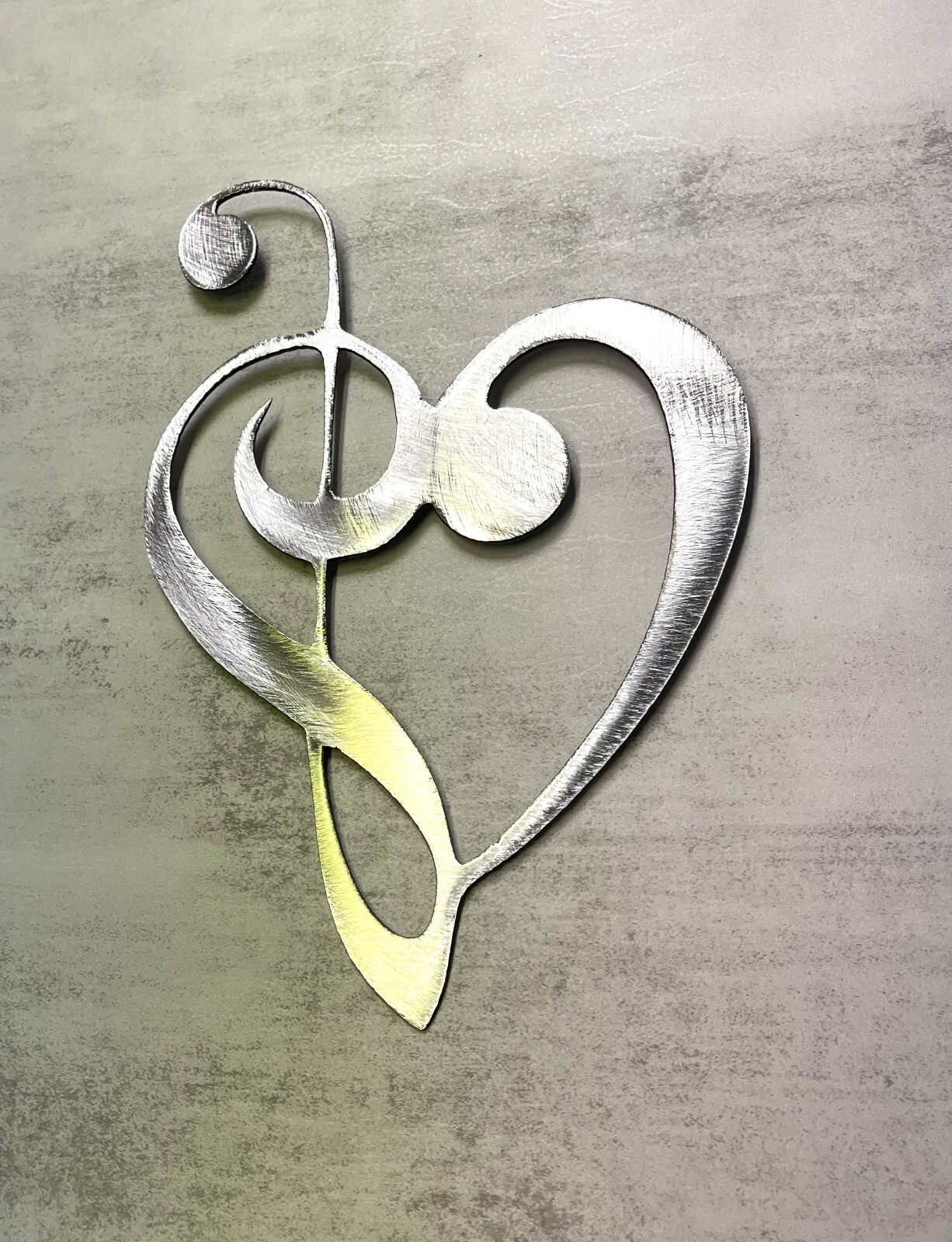 Music Heart Note - Musical Clef Mini Silver 9 1/2" x 6" Metal Wall Art ...