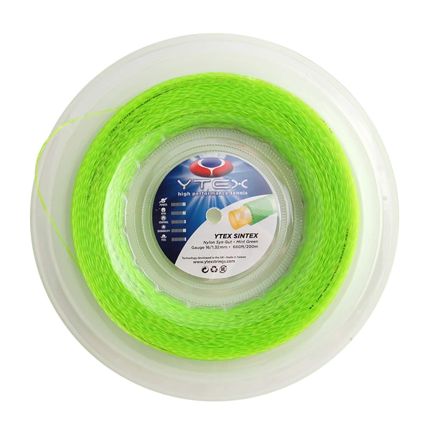 Sintex Green Mint Nylon Synthetic Gut Tennis Racquet String Reel (16 ...