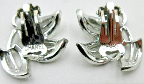Vintage CHAREL Clip 0n silver toned metal OPEN WORK LEAF Earrings | eBay
