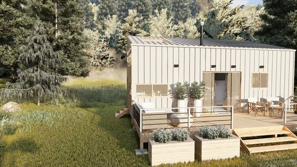 Modern 12x30 Cabin House Plans With Loft | 1 Bedroom Tiny Home Design ...