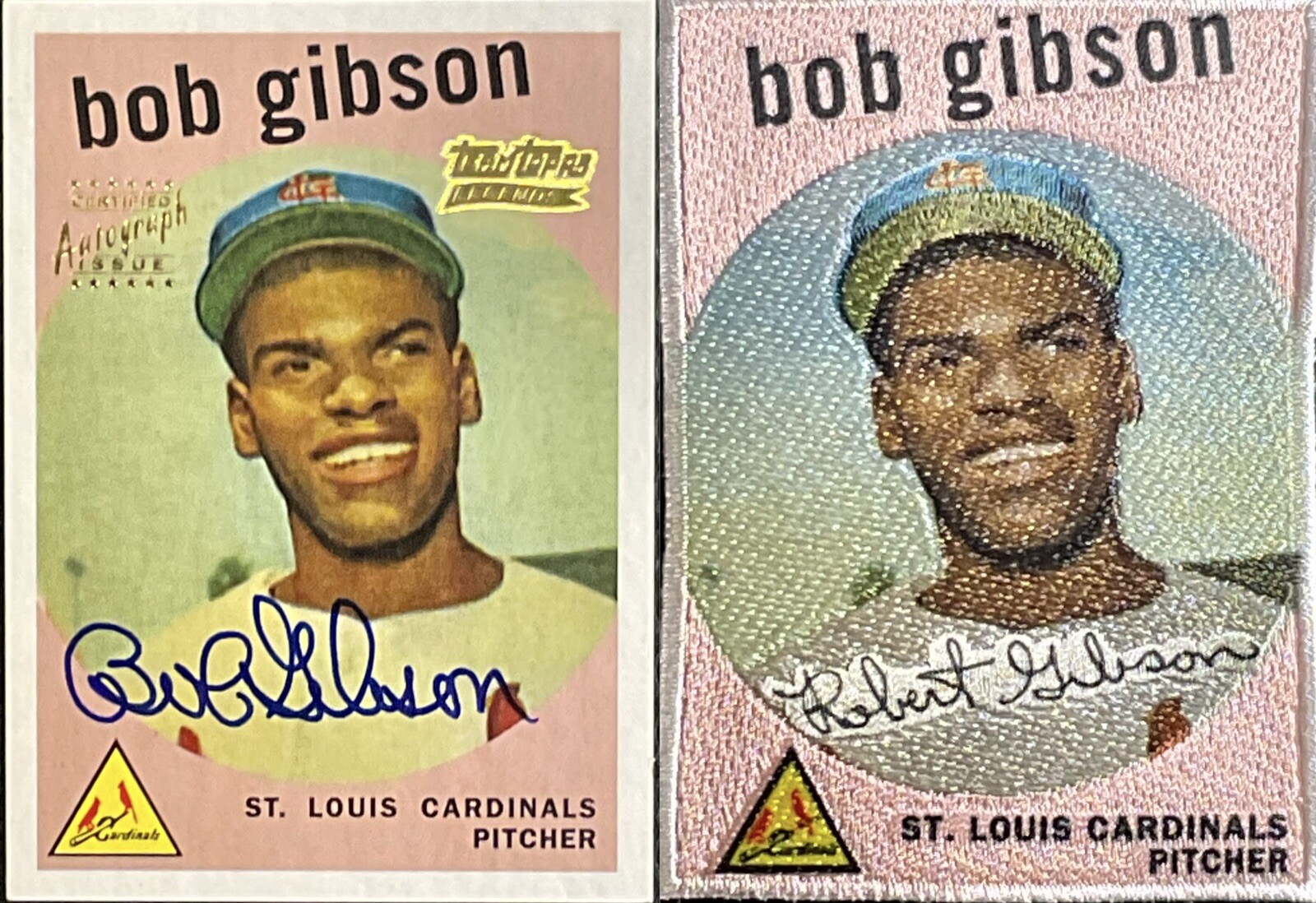 1959 Topps Auto Bob Gibson RARE Embroidered Cloth SSP Rookie Cardinals ...