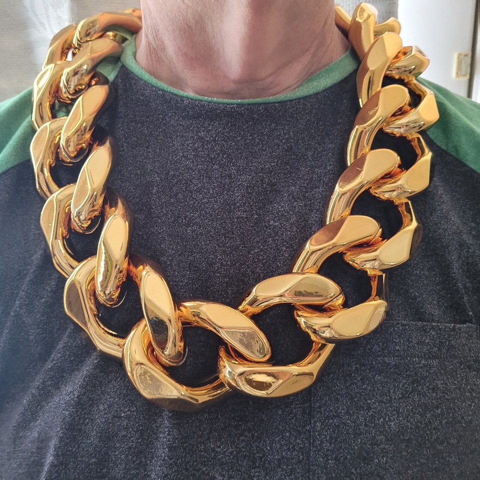 Neck Breaker Chain Oversize Gold Hip-Hop Chunky Rapper Game Day Heavy ...