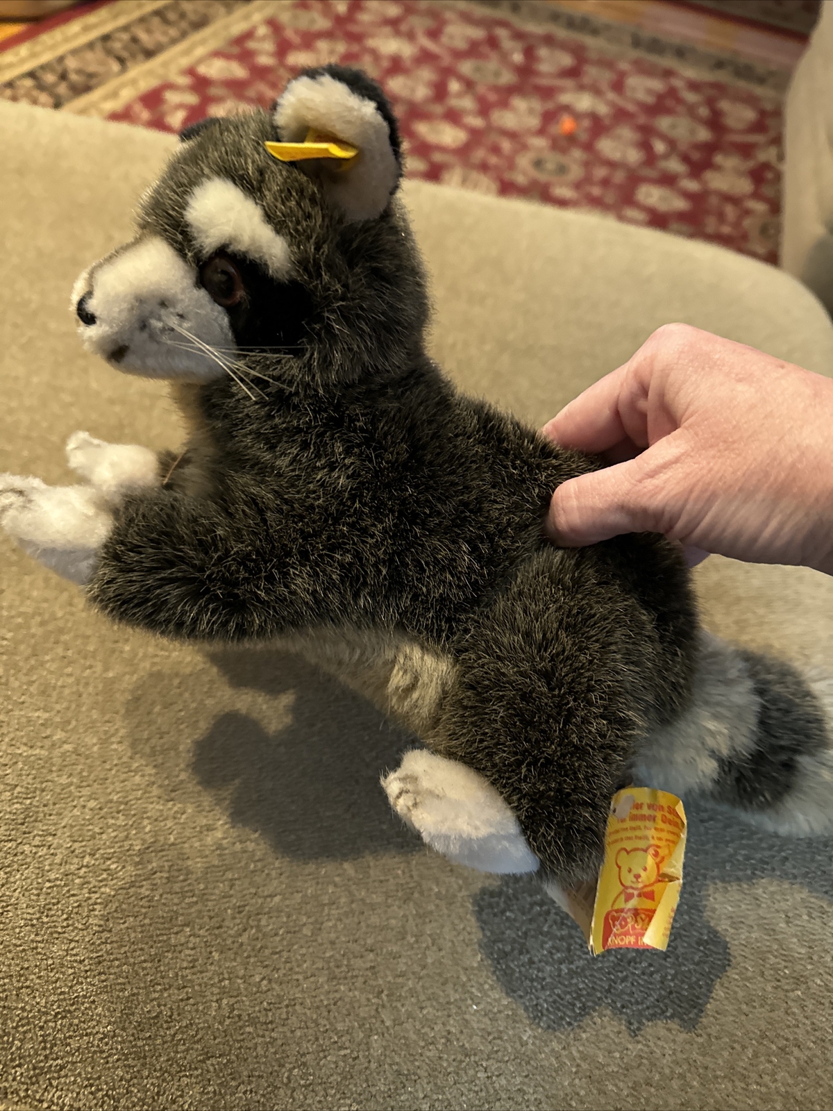 Steiff 2050/25 Raggy Racoon Standing Plush Animal Stuffed 15” Long (CG ...