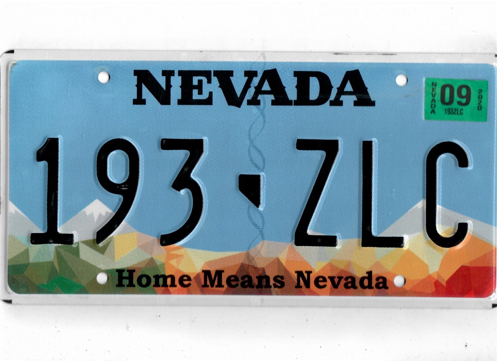 NEVADA passenger 2020 license plate "193-ZLC" ***NATURAL*** | eBay