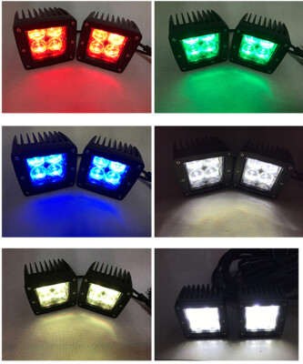 3inch RGB Color Change Offroad LED Work Light Bar Driving Music ...