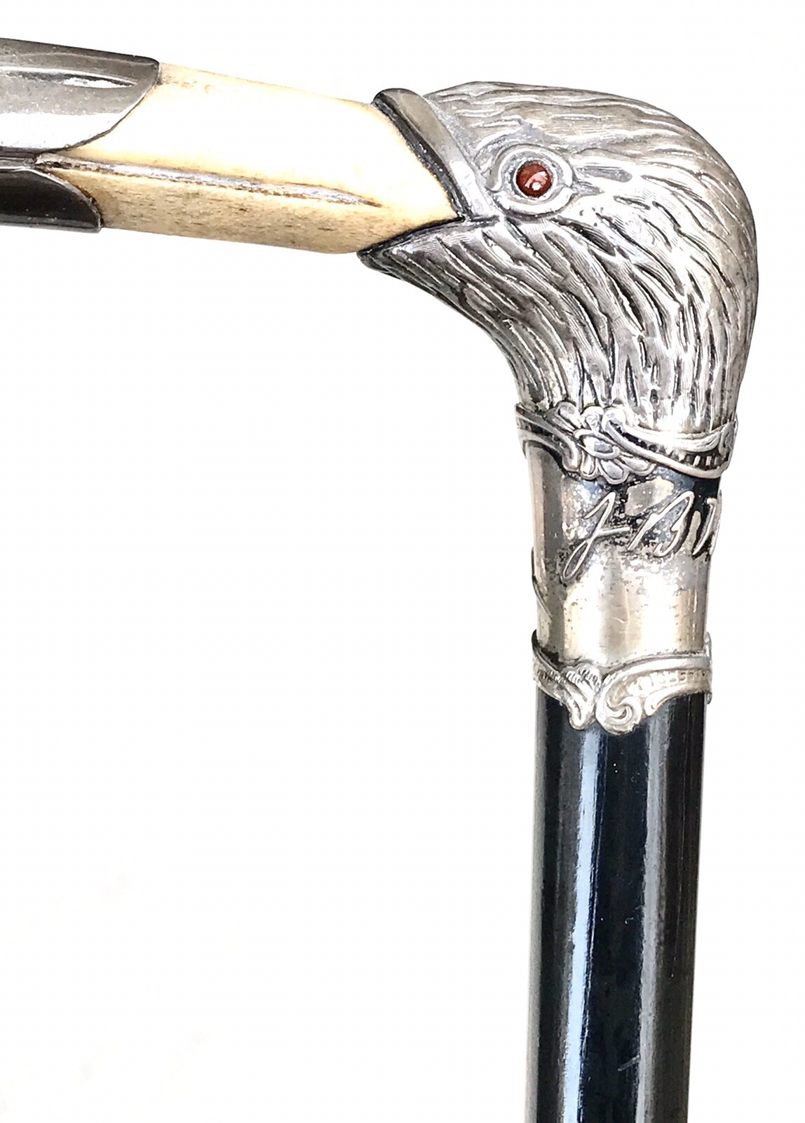 Vintage Antique Hallmarked Sterling Silver Garnet Engraved Walking ...