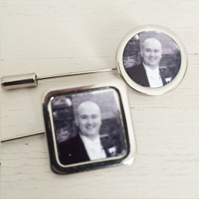 Silver Memorial Photo Stick Pin, Personalised Funeral Tribute Flower ...