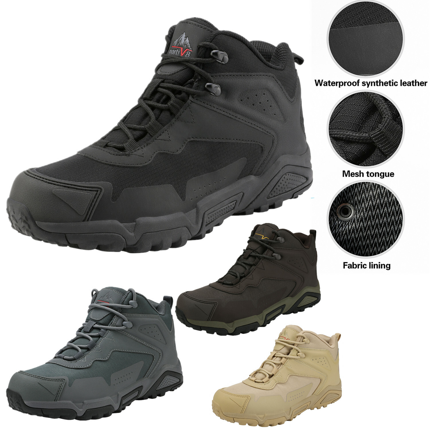 Men's Hiking Boots Outdoor Waterproof Breathable Comfort Work Trekking ...