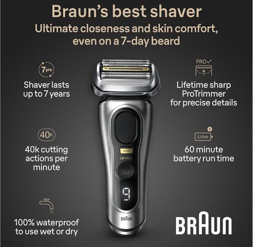 Braun Series 9 Pro Plus 9577cc Electric Shaver with PowerCase - Black ...
