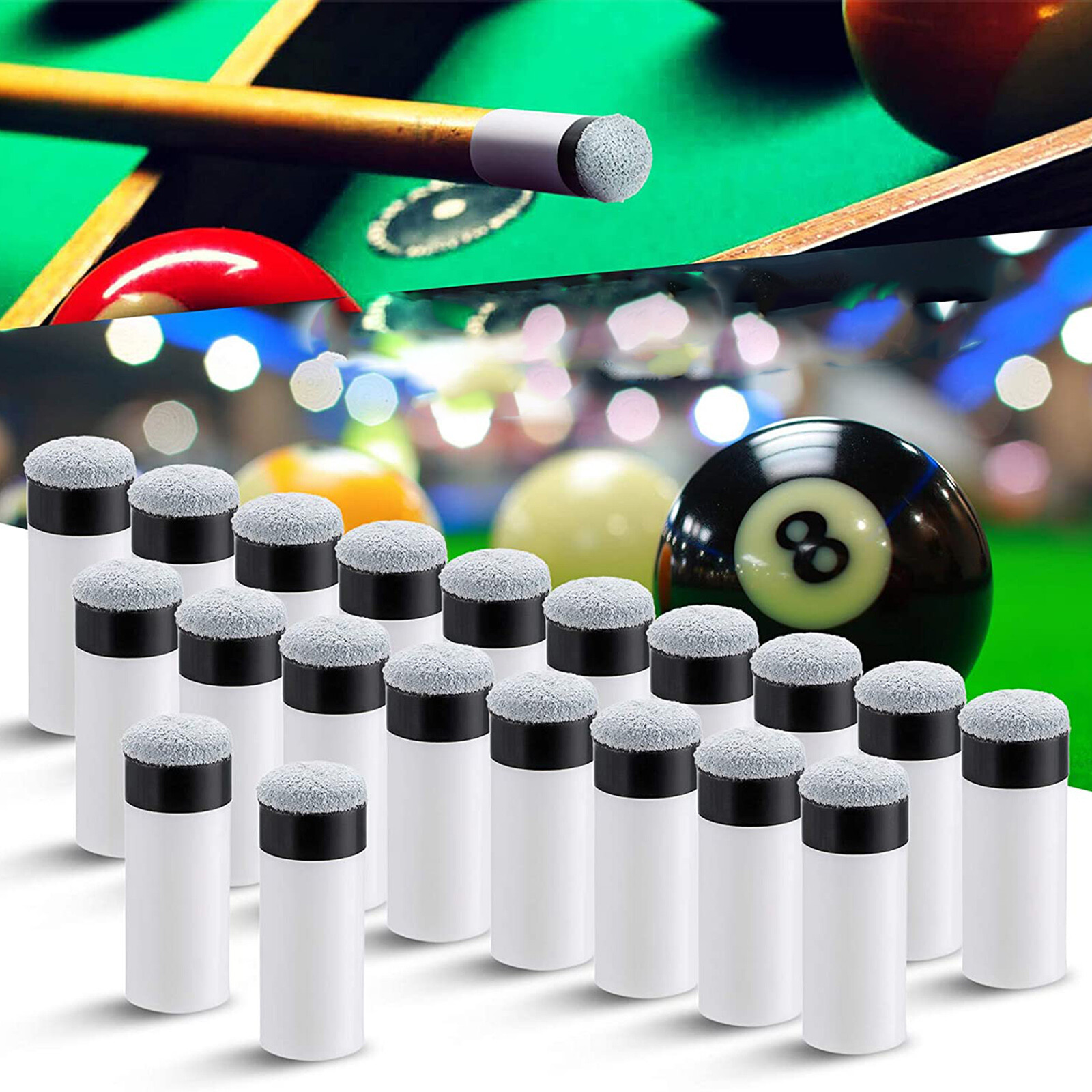 10 Pairs Billiard Screw-on Tips With Pool Cue Stick Ferrules Soft Tips ...