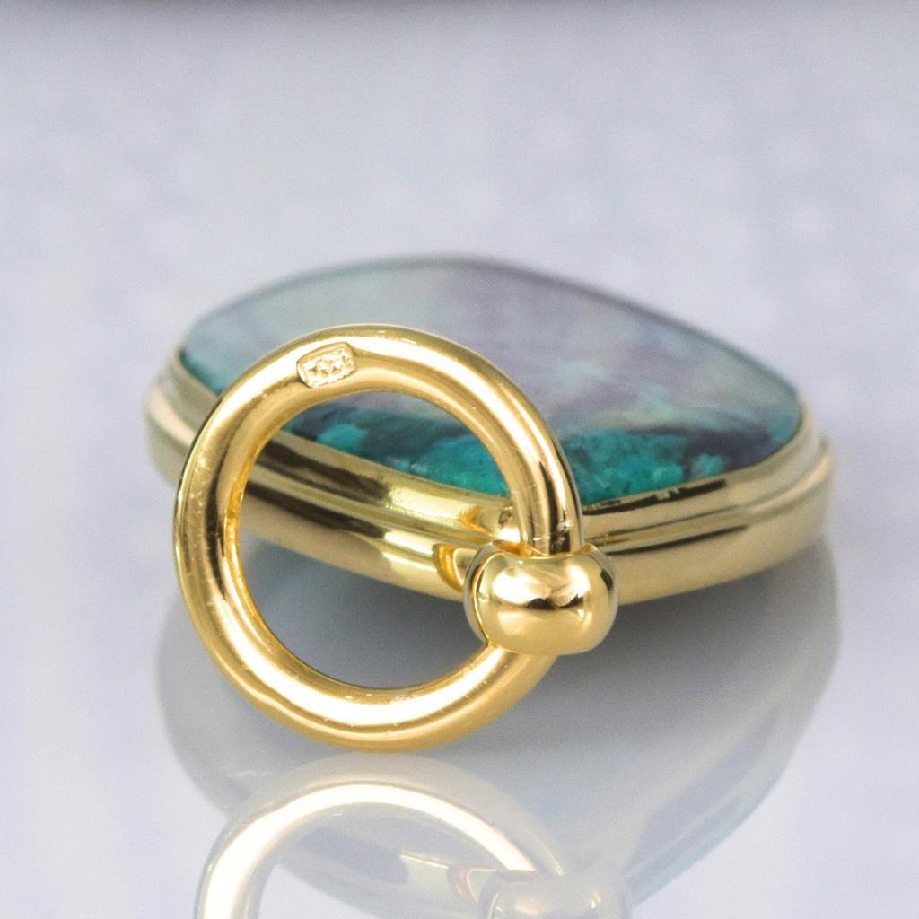 Pendant Gold Vermeil Sterling Gem Silica Chrysocolla Bacan Gem Cabochon ...