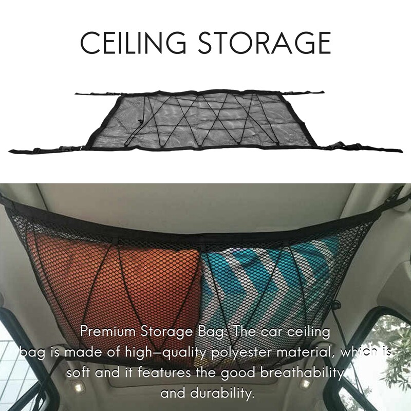 Car Ceiling Storage Net Roof Interior Cargo Net Bag Car Trunk ...
