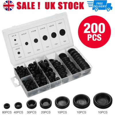 200Pcs Rubber Grommets Blanking open/closed blind Grommet Set in ...