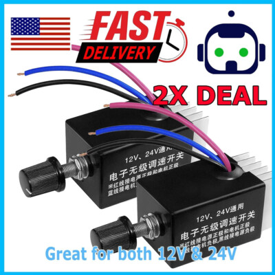 2x DC 12V 24V Motor Speed Control Switch Car Truck Fan Heater Control ...