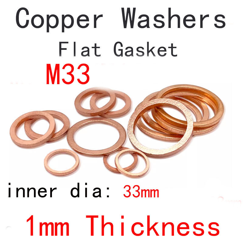 1mm Thickness M33 Copper Flat Gasket Round Washers Sealing Washer 33mm ...
