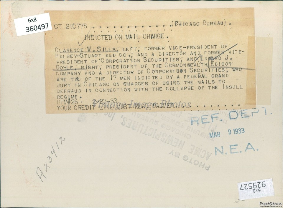 1933 Clarence W Sills Former Vp Halsey Stuart And Co Edward J Doyle E ...