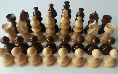 New beautiful handmade hazel wood chess piece set brown King 7.9 cm 3. ...