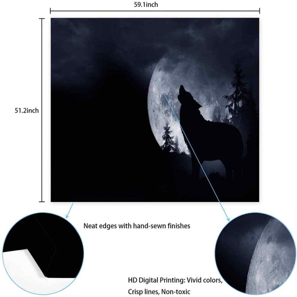Night Bright Moonlight Wolf 3D Wall Hang Cloth Tapestry Fabric ...