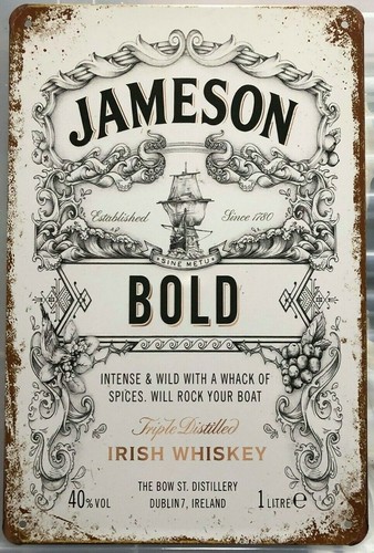 JAMESON Retro Vintage Metal Tin Sign Rustic Look .. MAN CAVE.. AU HOME ...