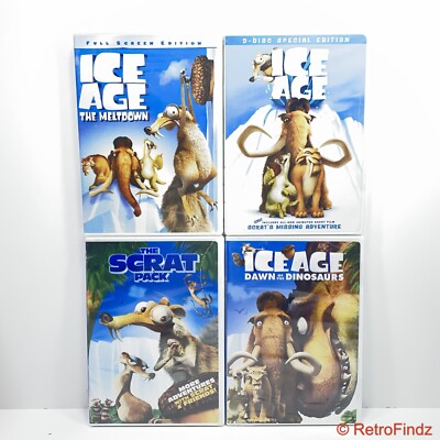Ice Age DVD Lot of 4: Ice Age, Meltdown, Dawn Dinosaurs, Scrat Pack ...