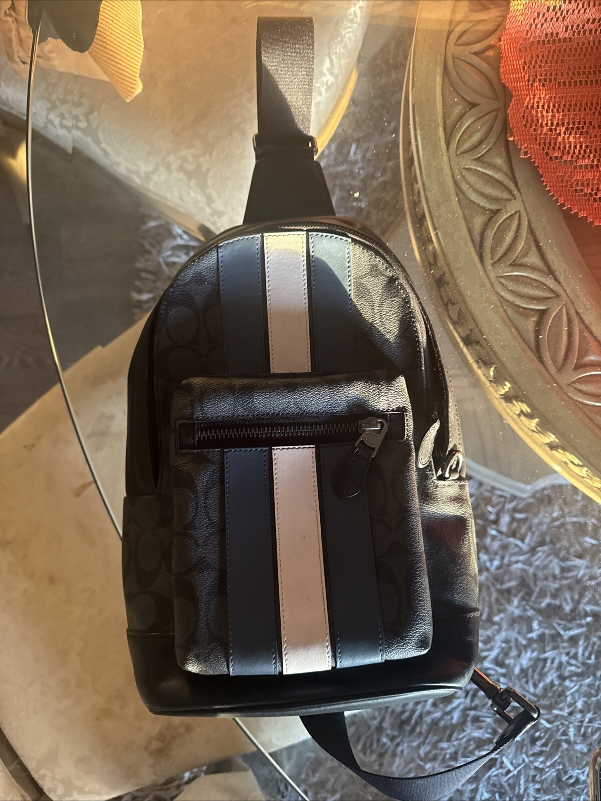 Coach West Pack In Signature Canvas With Varsity Stri… - Gem