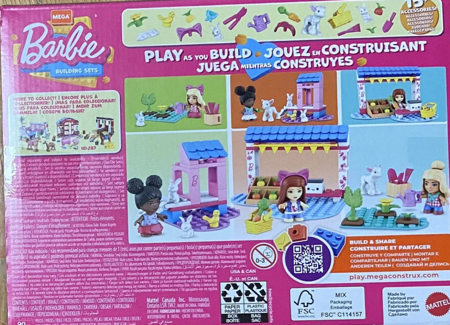 Mega Barbie Farmer's Market Building Set with 90 Bricks and Special ...