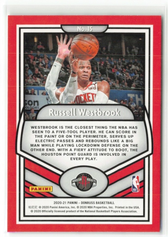 Russell Westbrook 2020-21 Donruss Complete Players Houston Rockets #15 ...