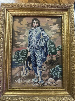 Vintage Needlepoint Thomas Gainsborough BLUE BOY Framed Wall Art ~ 12 ...