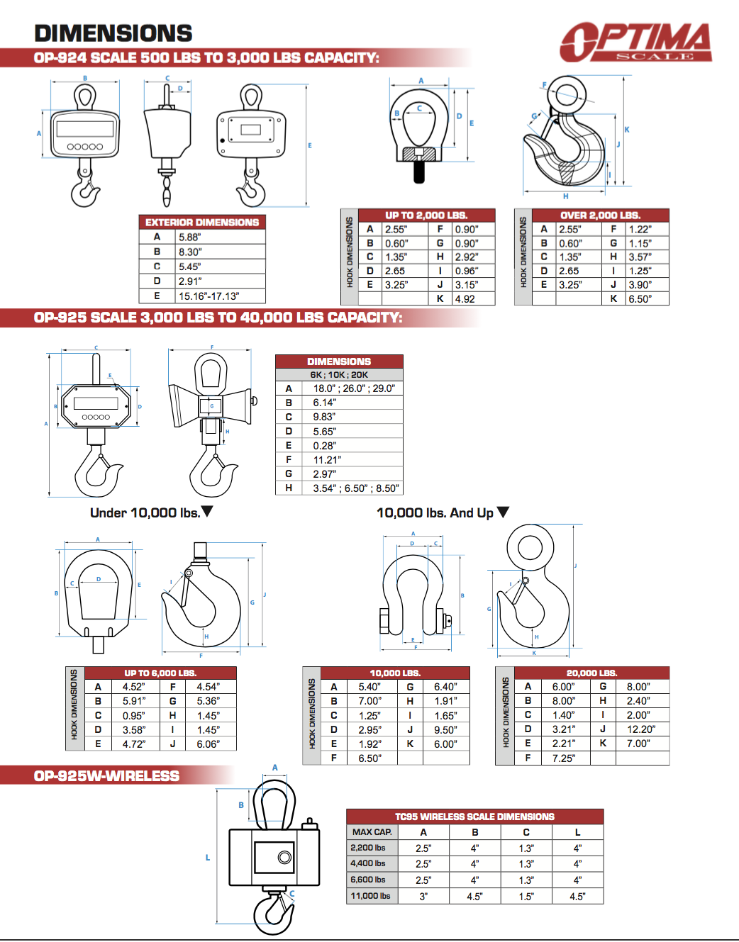 Optima Scales OP-925A 20,000 lb Heavy Duty Crane Scale LED Bright ...