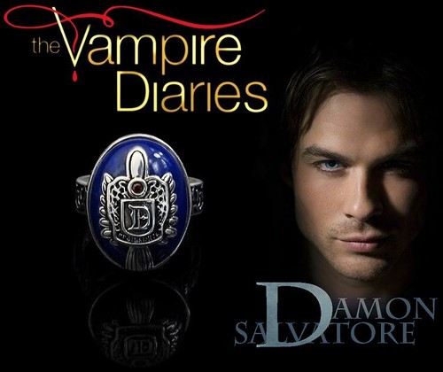 The Vampire Diaries, Damon Salvatore, Crest, Antique Silver, Lapis ...