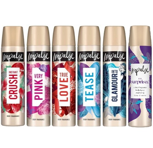IMPULSE BODY FRAGRANCE 75ML SPRAY DEODORANT Antiperspirant Sprays Pack ...