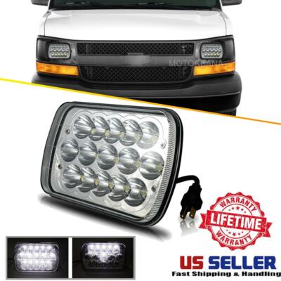 7x6" 5X7" LED Headlight HI-LO Chrome For Chevrolet Express 1500 2500 ...