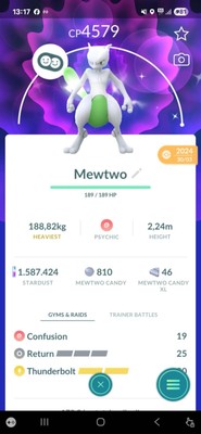 Pokémon Go Shiny Mewtwo Level 50 3 Moves - Instant Trade | eBay