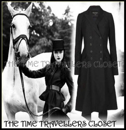 ALL SAINTS Black Obia Victorian Bustle Military Trench Coat Wool Blend ...