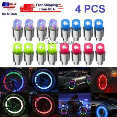 4PCS Car Auto Wheel Tire Tyre Air Valve Stem LED Light Caps Cover ...