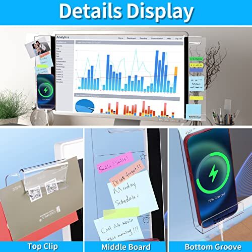 Monitor Memo Board, 2PCS Multifunction Sticky Note Monitor Memo Board ...