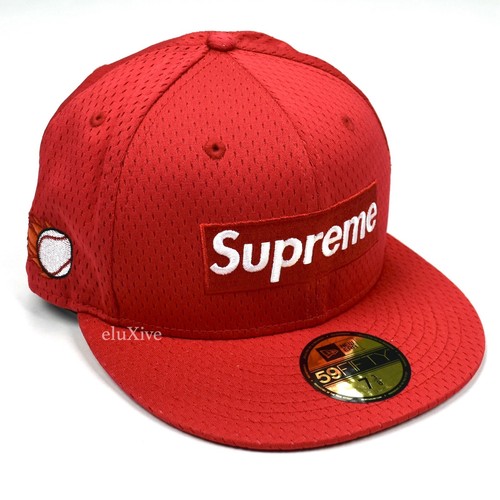 NWT Supreme New Era Red Box Logo Mesh Fitted Hat Cap Mens 7 3/8 SS18 ...