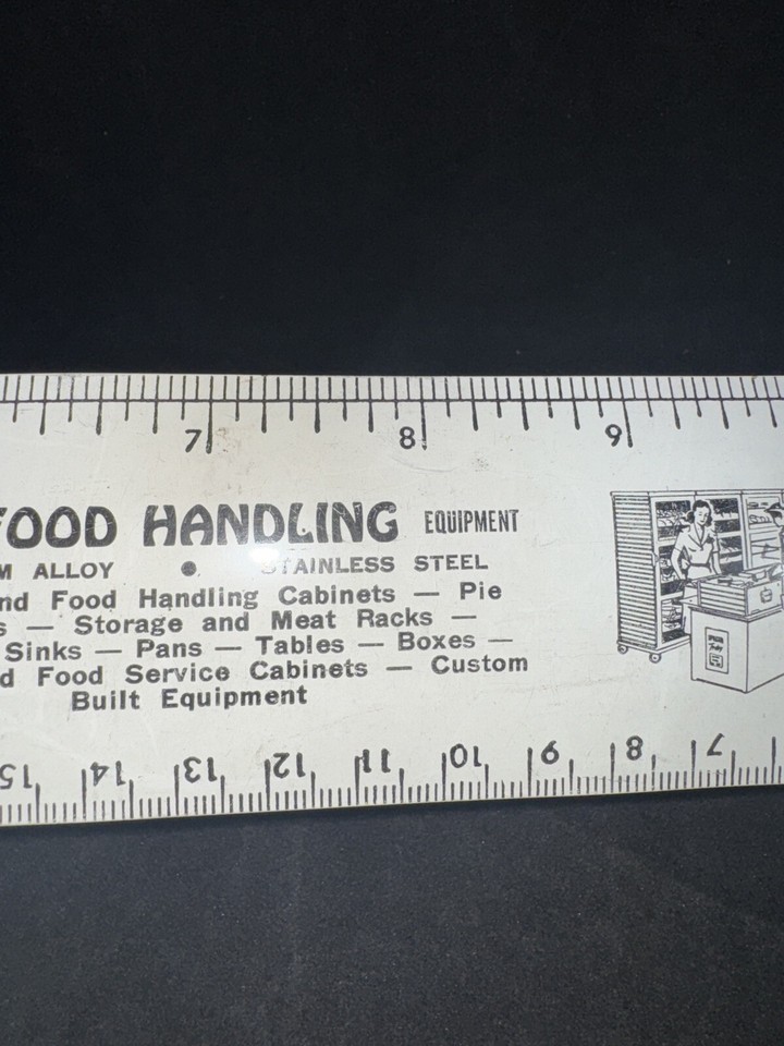 Vintage Crescent FOOD HANDLING Equipment Tin Metal Ruler Advertising ...